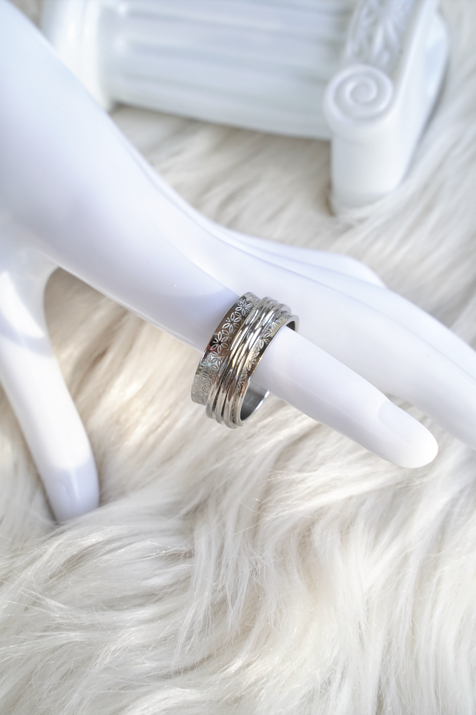 Silver Patterned Fidget Ring – Vantori